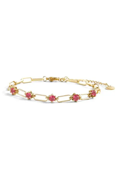 MINT & LILY Paperclip Bracelet With Gemstone Accents - July Ruby/6.5"
